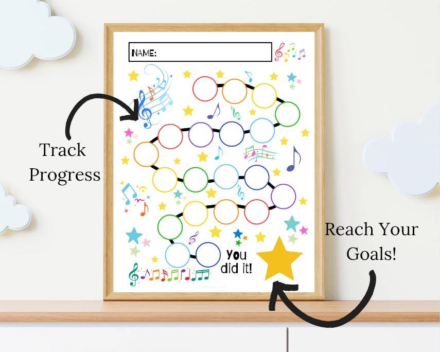 Printable Music Practice Reward Chart: Rainbow Design (PDF, PNG, JPG ...