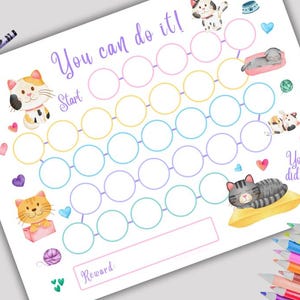 Printable Cat Reward Chart: Kids Behavior Incentive (PDF, PNG, JPG) - Etsy