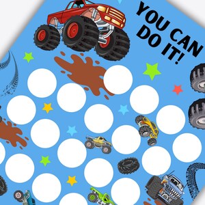 Printable Monster Truck Reward Chart, Big Cars Kids Behavior Chart ...