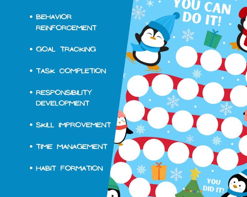 Christmas Penguin Reward Chart Printable, Christmas Sticker Chart ...