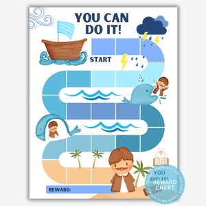 Jonah and the Whale Reward Chart, Church School Sticker Chart for Kids ...