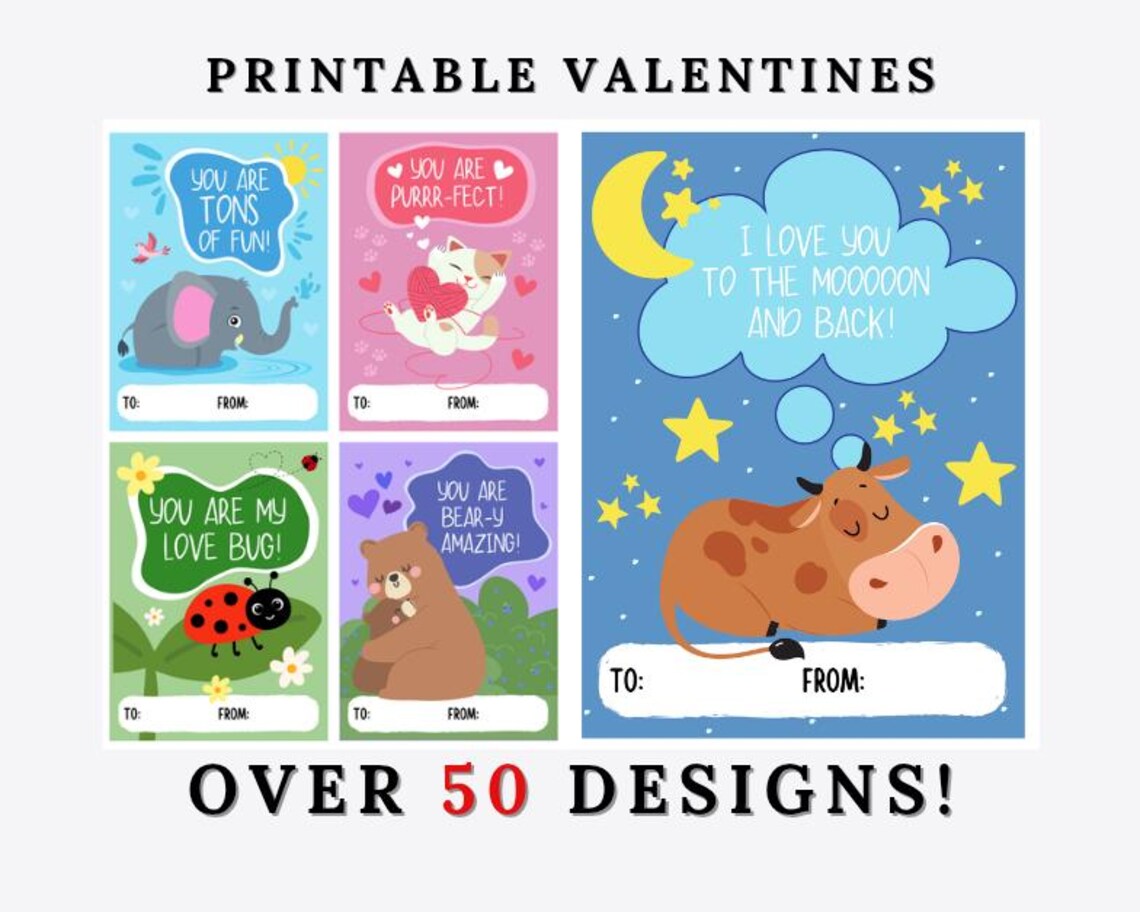 50+ Animal Valentines, Funny Printable Valentine Cards for Kids ...