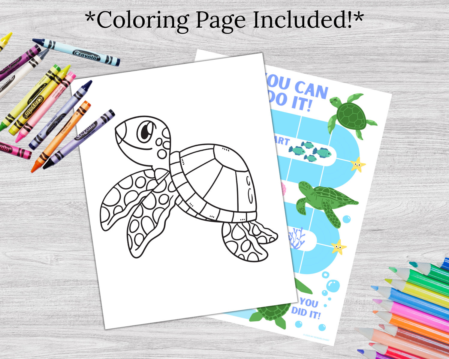 Printable Reward Chart for Kids, Ocean Sea Turtles, Potty Training ...