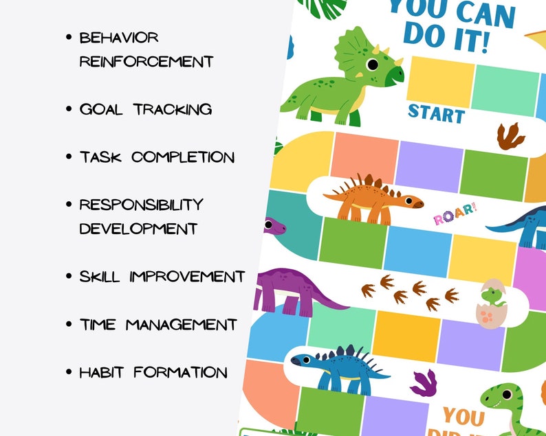 Dinosaur Reward Chart, Printable Potty Training Chart for Toddlers ...