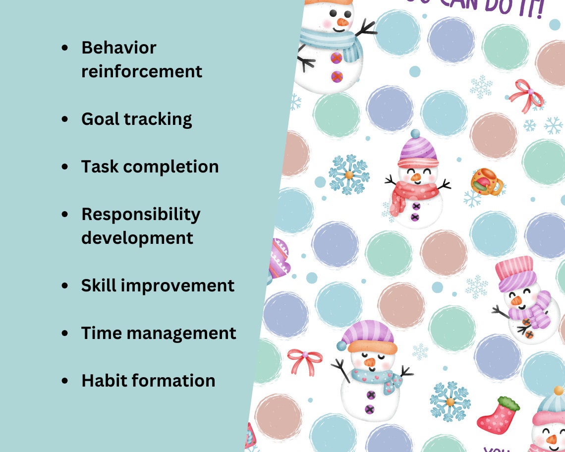 Printable Snowman Reward Chart: Christmas Potty Training (digital ...
