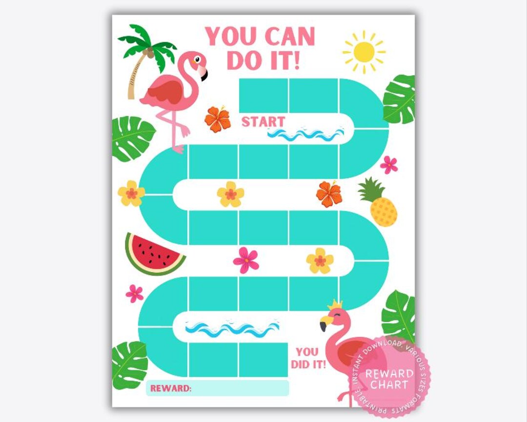 Flamingo Reward Chart, Summer Sticker Chart, Behavior Chart, Potty ...