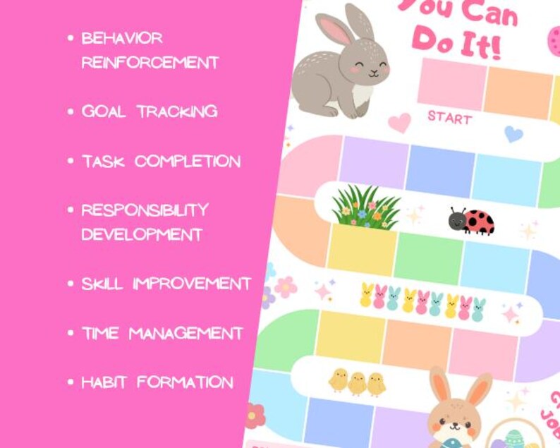 Easter Bunny Reward Chart Printable for Kids & Toddlers, Potty Training ...