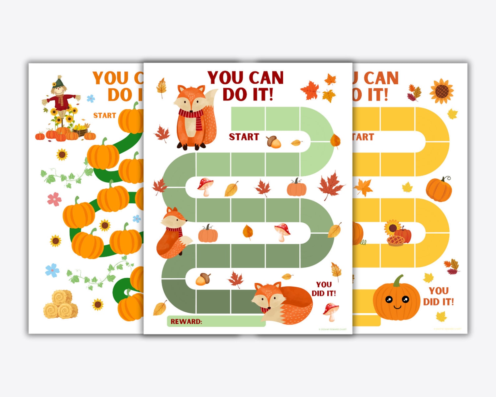 Printable Fall Reward Chart Bundle: Autumn Classroom Behavior Tracker ...