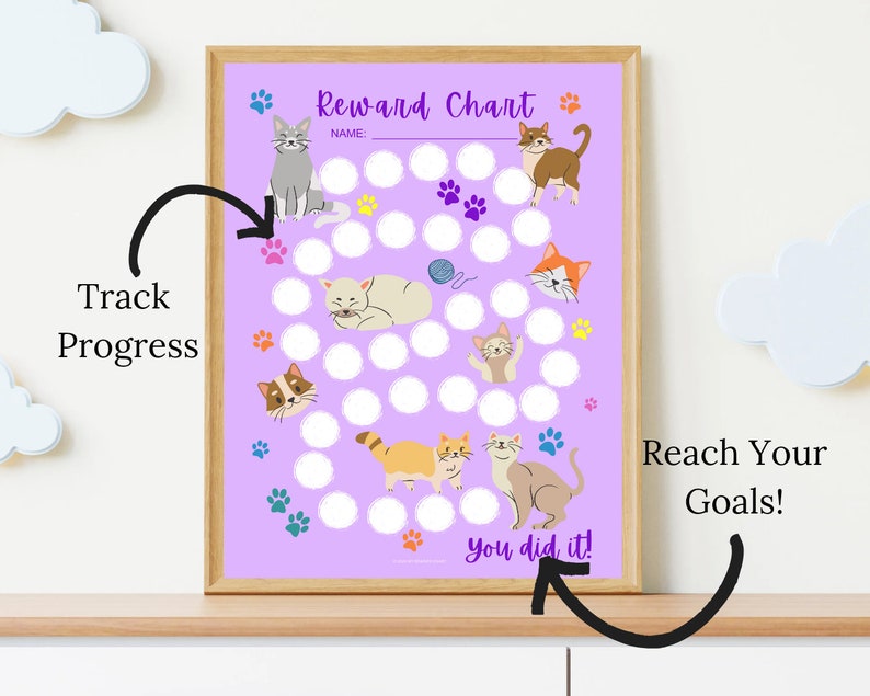 Cat Reward Chart, Printable Reward Chart, Printable Potty Chart for ...