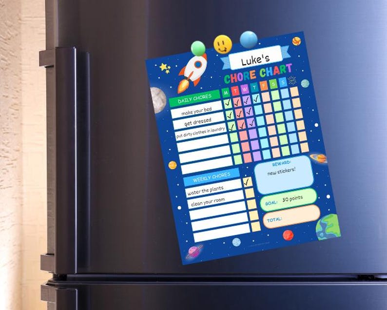 Outer Space Chore Chart, Kids Reward Chart, Habit Tracker, Preschool ...