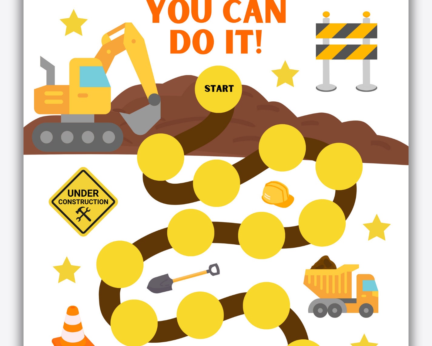 Printable Reward Chart, Digger Reward Chart, Instant Digital Download ...