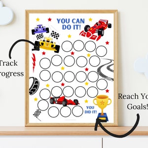 Racecar Reward Chart, Reward Chart Cars, Printable, Printable Racing ...