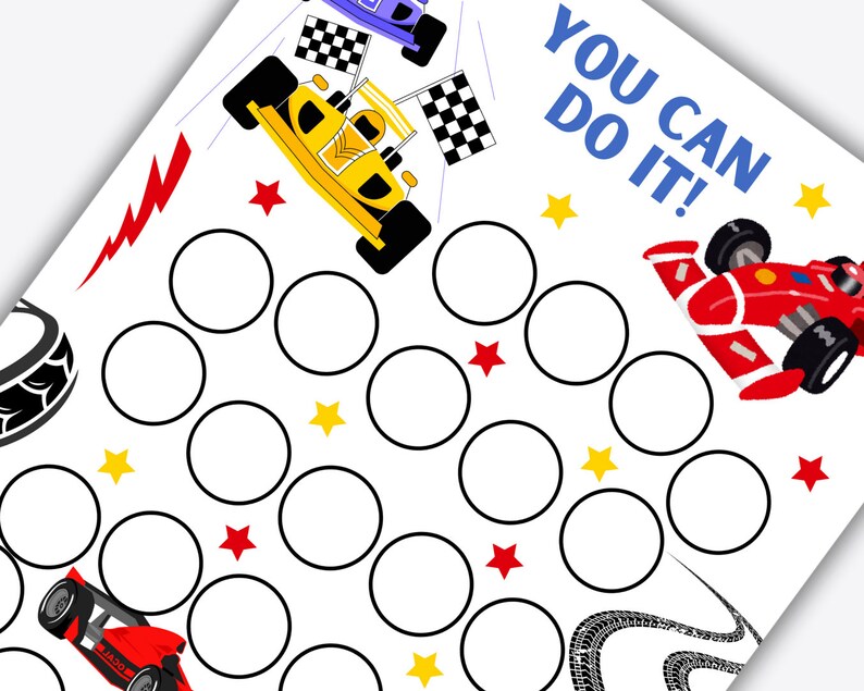Racecar Reward Chart, Reward Chart Cars, Printable, Printable Racing ...