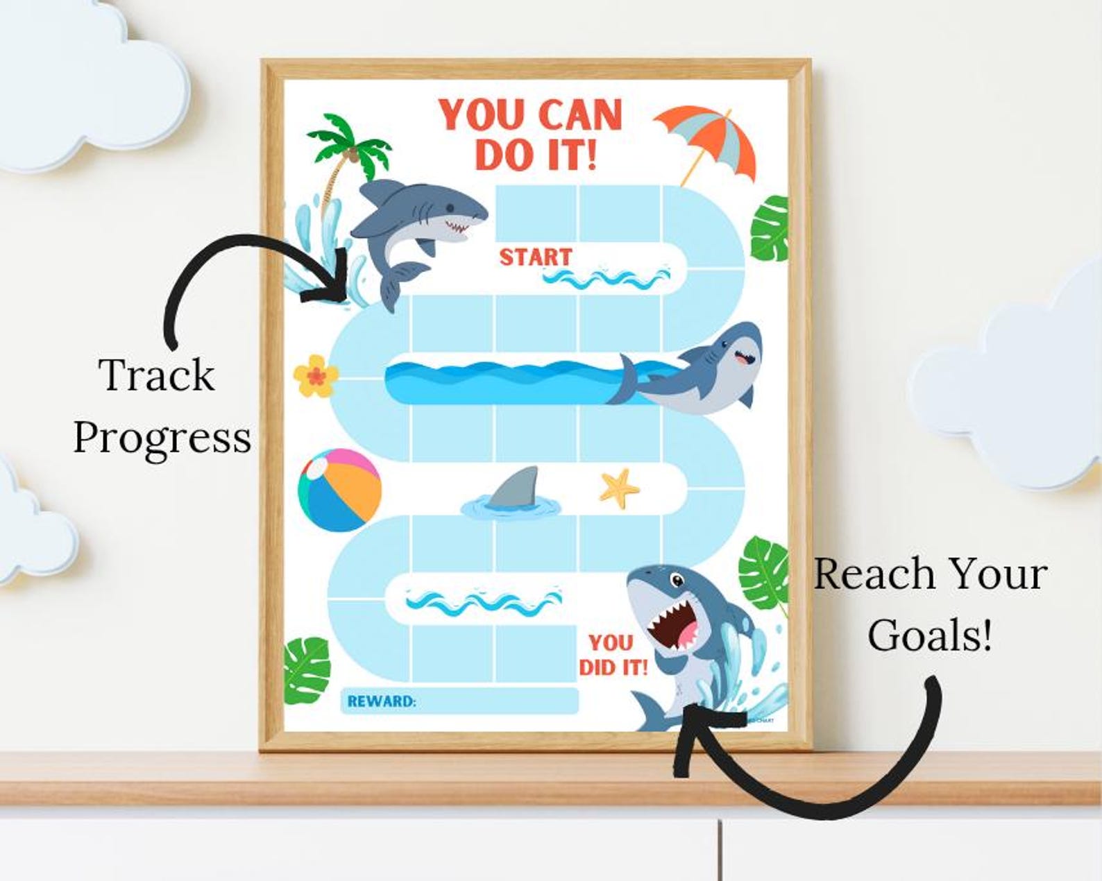 Shark Sticker Chart, Summer Reward Chart, Toddler Behavior Chart ...