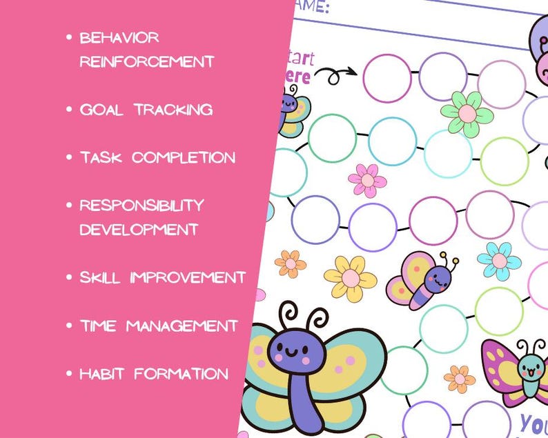 Spring Butterfly Reward Chart, Printable Sticker Chart, Spring ...