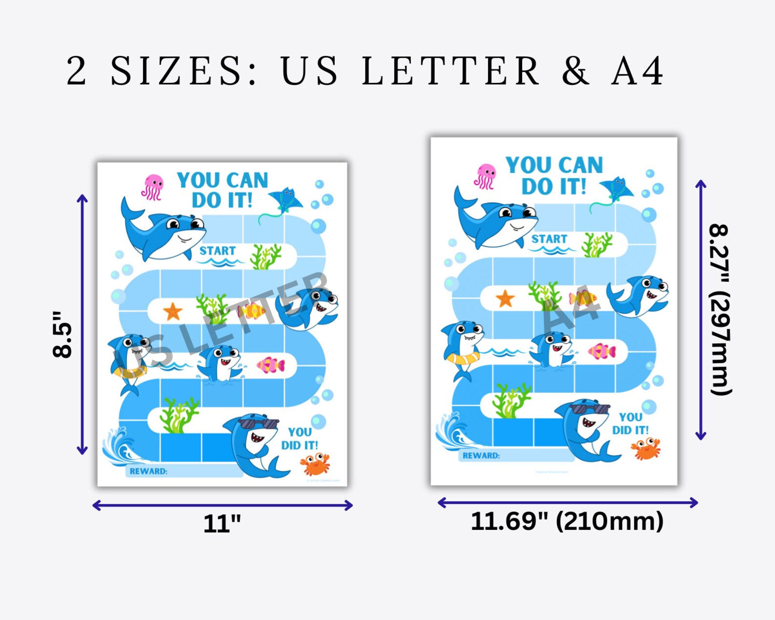 Printable Potty Training Chart, Shark Reward Chart, Kids Reward Chart ...