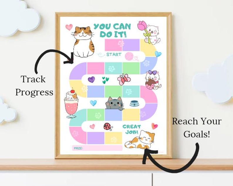 Kitty Cat Reward Chart for Girls, Printable Potty Training & Behavior ...