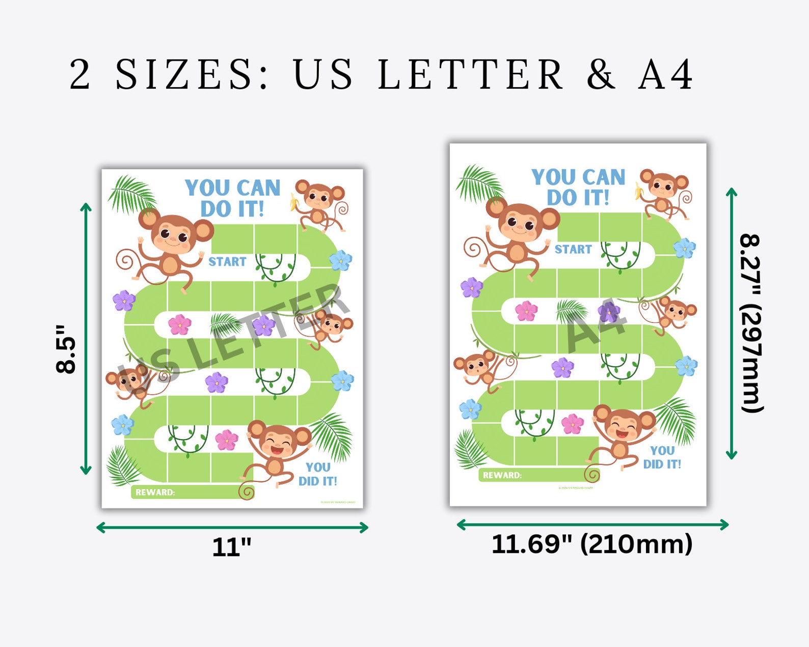 Monkey Reward Chart, Kids Printable Reward Chart, Potty Training Chart ...