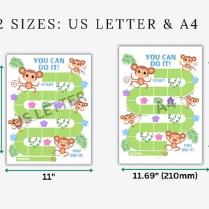 Monkey Reward Chart, Kids Printable Reward Chart, Potty Training Chart ...