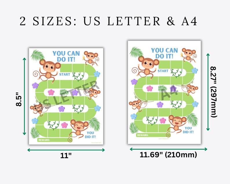 Monkey Reward Chart, Kids Printable Reward Chart, Potty Training Chart ...