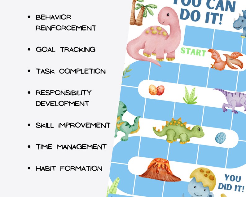 Printable Dinosaur Reward Chart for Kids, Kids Reward Chart, Behavior ...