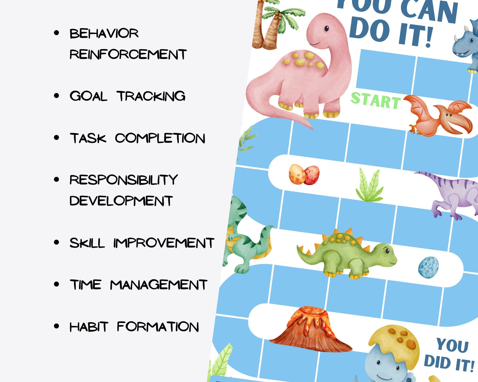 Printable Dinosaur Reward Chart for Kids, Kids Reward Chart, Behavior ...