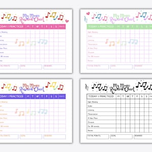 Printable Music Practice Reward Chart for Kids - Piano, Violin, Guitar ...