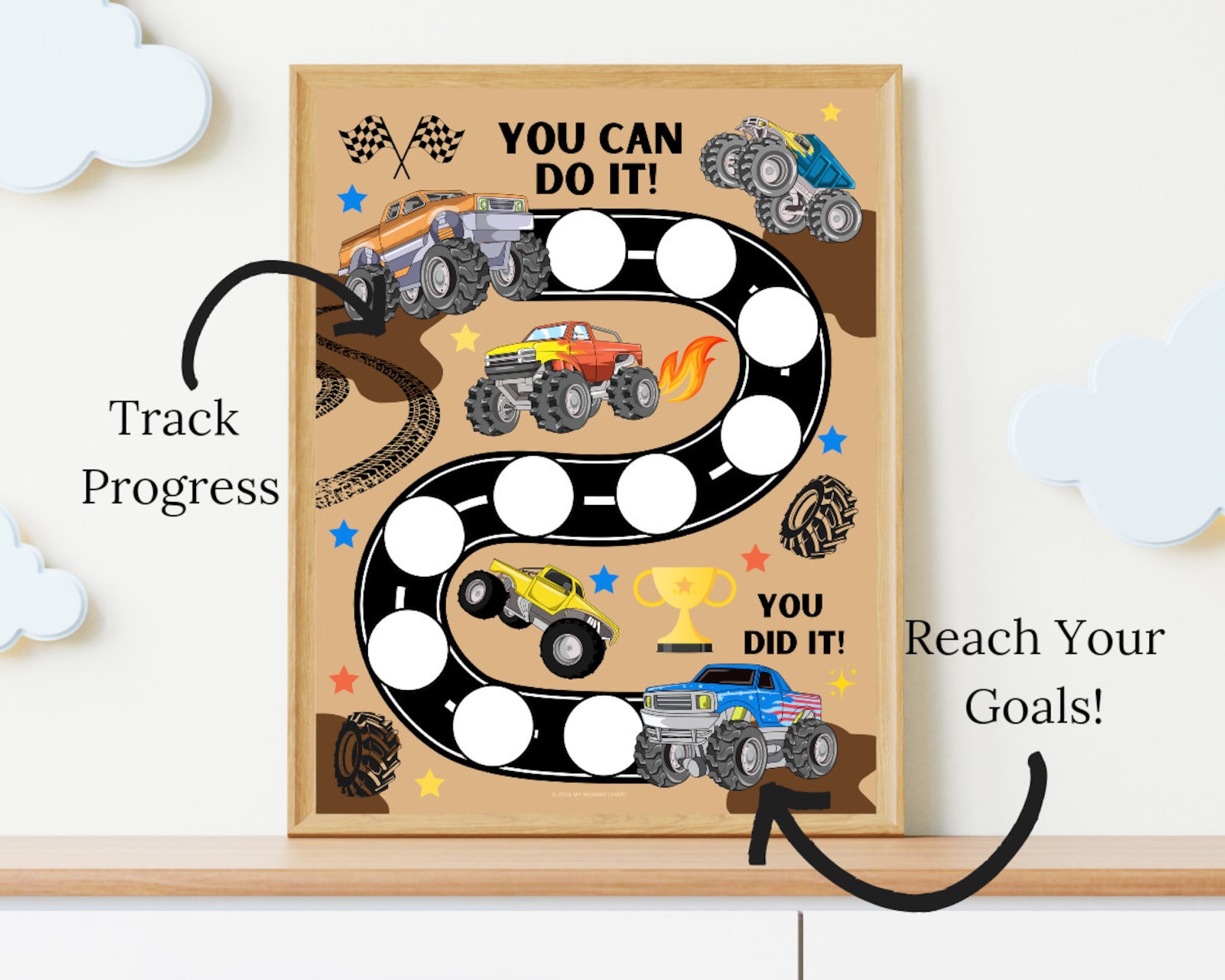 Printable Monster Truck Behavior Chart for Boys: Potty Training, Chores ...