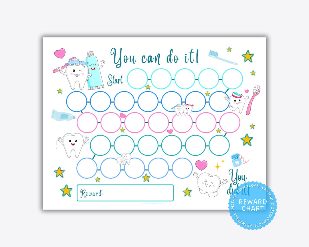 Brush Your Teeth Reward Chart, Printable Kids Reward Chart, Teeth ...
