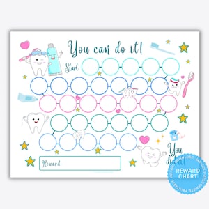 Brush Your Teeth Reward Chart, Printable Kids Reward Chart, Teeth ...