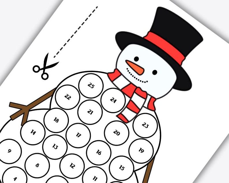 Printable Christmas Countdown, Snowman Reward Chart, Snowman Sticker ...