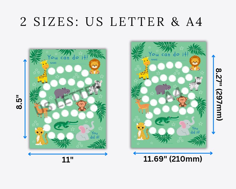 Safari Animal Reward Chart: Potty Training, Classroom Behavior ...
