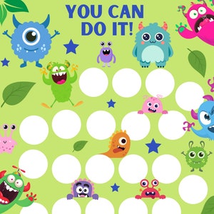 Monster Reward Chart Printable, Sticker Chart, Potty Training, Behavior ...