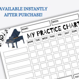 Printable Piano Practice Reward Chart, Piano Practice Chart, Reward ...
