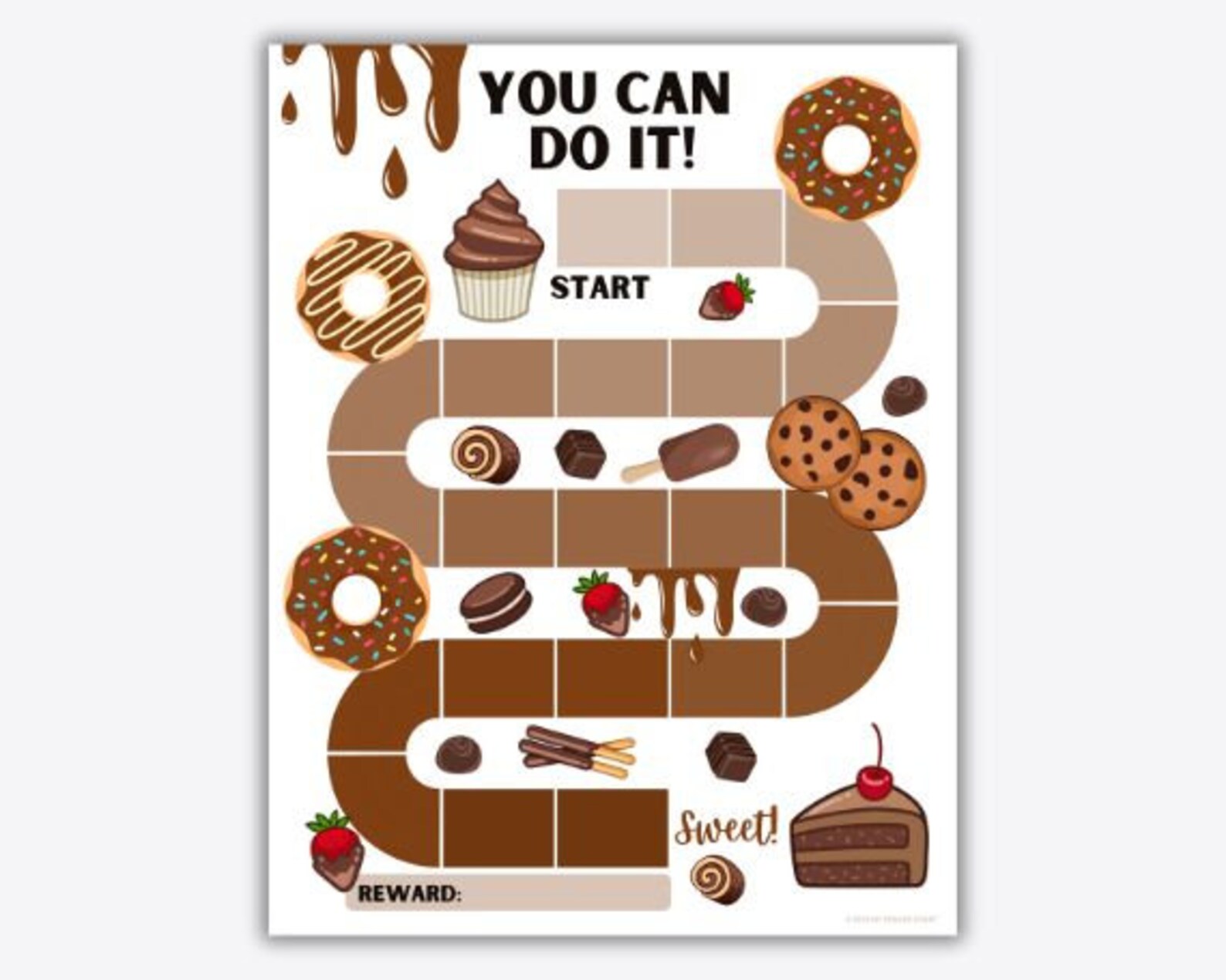 Chocolate Reward Chart, Candy Sticker Chart, Cute Holiday Potty ...