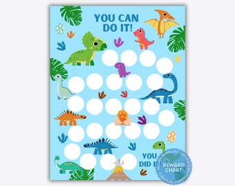 Dinosaur Printable Reward Chart for Kids and Toddlers, Behavior Tracker ...