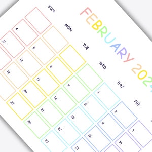 Printable Rainbow Calendar 2024, Cute Printable Calendar, Rainbow ...