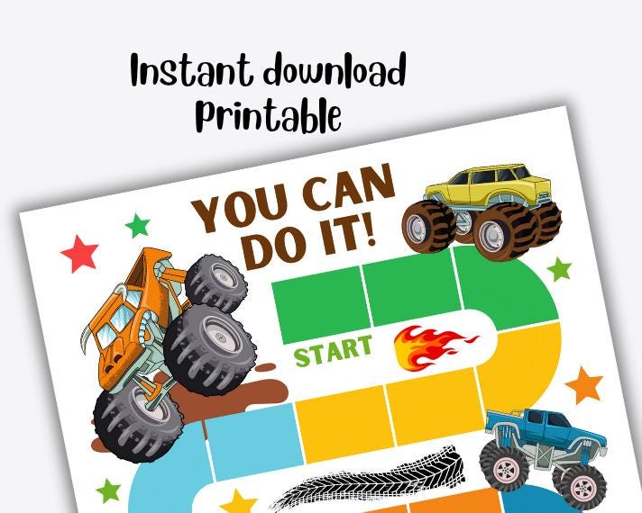 Monster Truck Reward Chart: Potty Training, Behavior Incentive, Habit ...