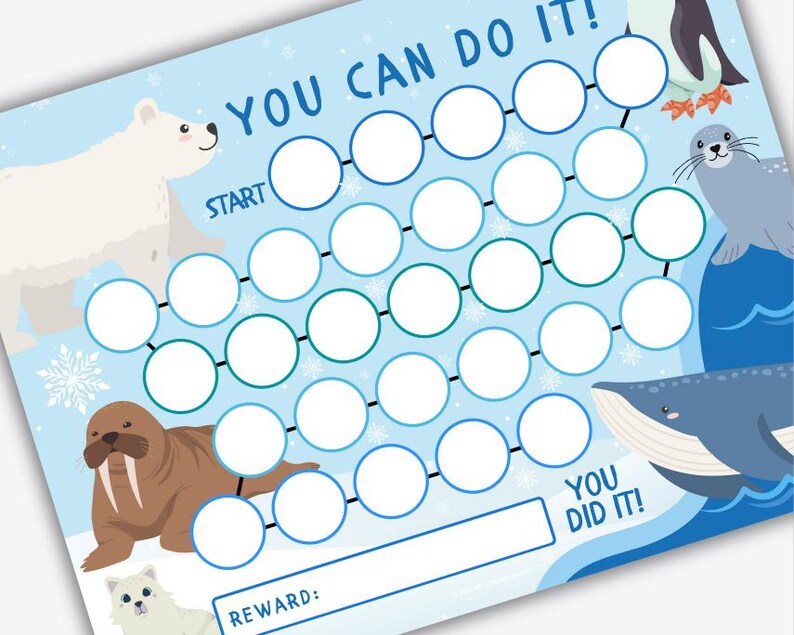 Arctic Animals Reward Chart: Kids' Potty Training, Behavior (PDF) - Etsy