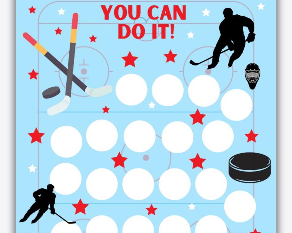 Hockey Reward Chart: Kids Goal Setting, Behavior Tracker (digital ...