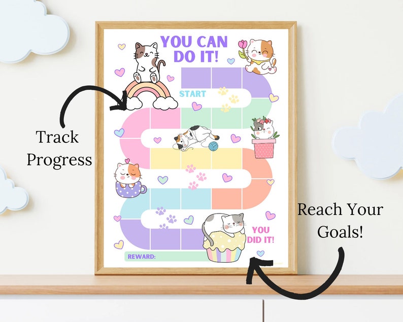 Cat Reward Chart Printable Kids Reward Chart, Instant Download Behavior ...