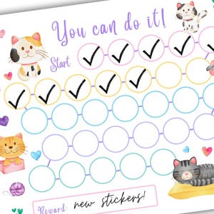 Printable Cat Reward Chart: Kids Behavior Incentive (PDF, PNG, JPG) - Etsy