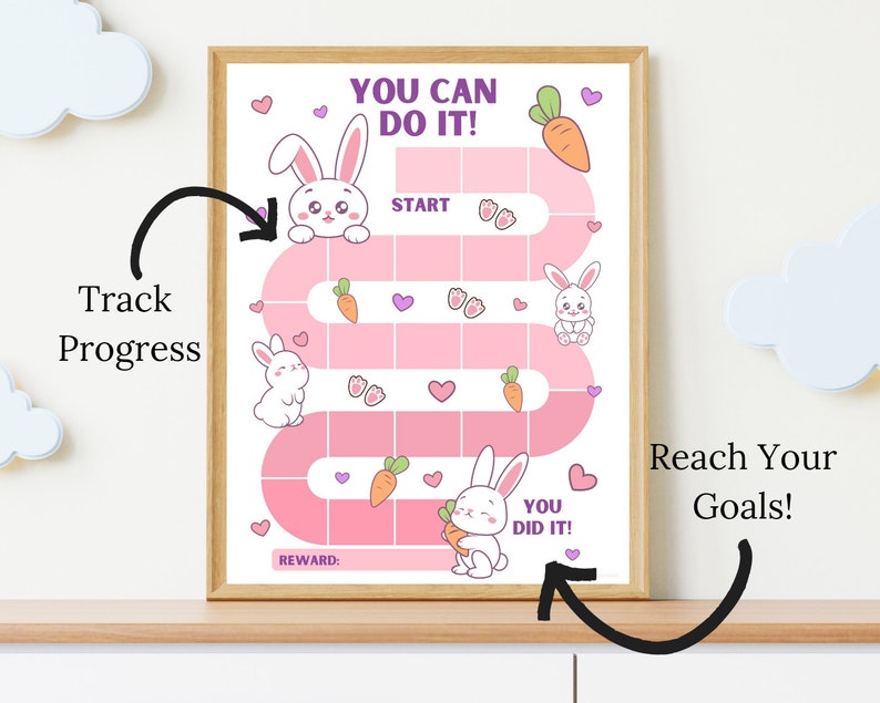 Bunny Reward Chart Printable Kids Reward Chart, Girls Sticker Chart ...