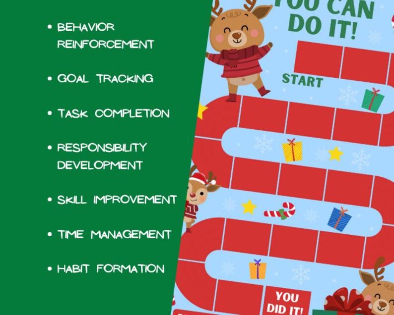 Christmas Reindeer Reward Chart for Kids (PDF & PNG) - Etsy