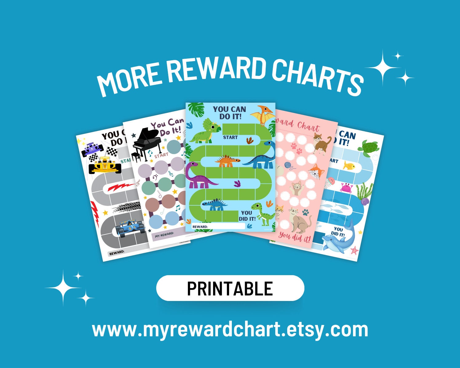 Printable Reward Chart for Kids, Ocean Sea Turtles, Potty Training ...