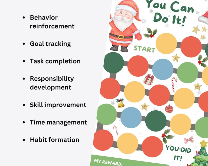 Printable Santa Reward Chart, Reward Chart for Christmas, Holiday ...