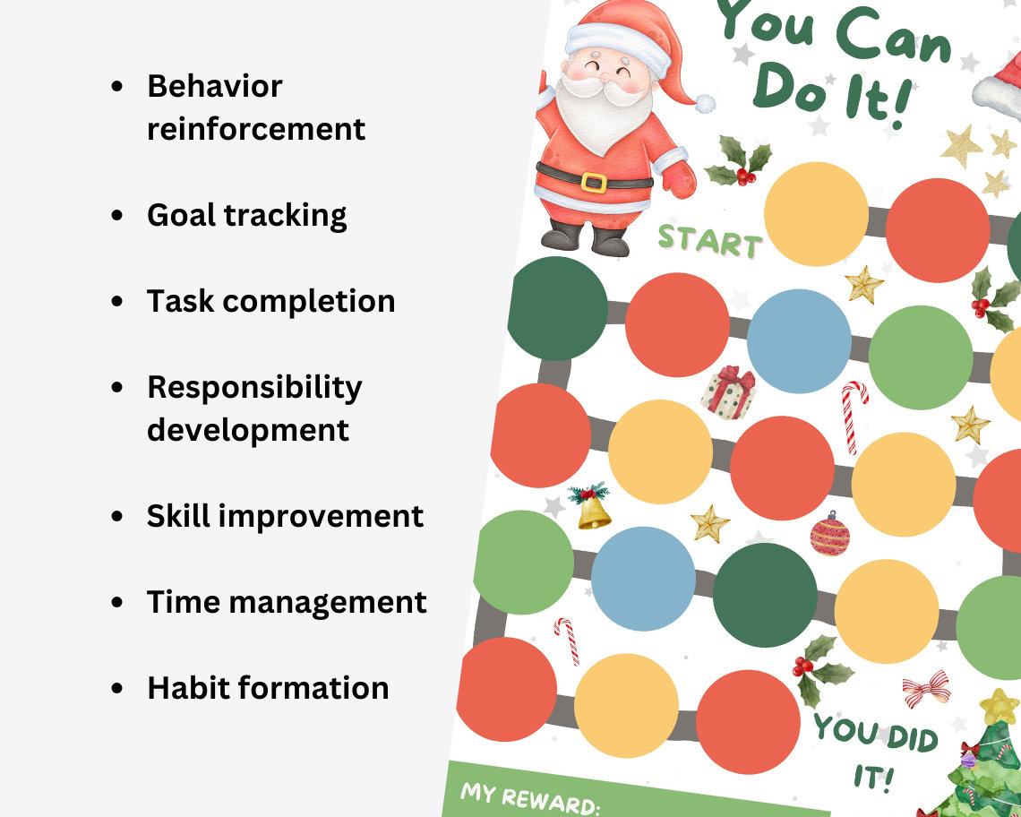 Printable Santa Reward Chart, Reward Chart for Christmas, Holiday ...