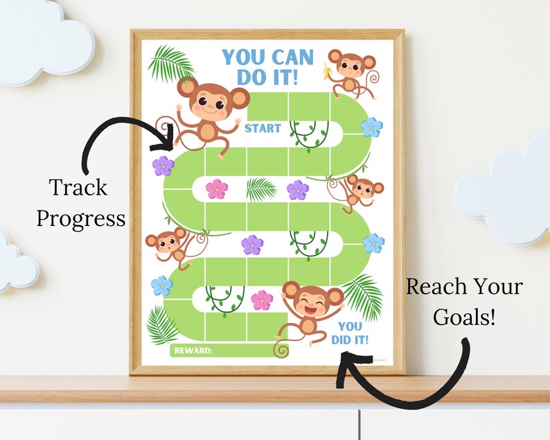 Monkey Reward Chart, Kids Printable Reward Chart, Potty Training Chart ...