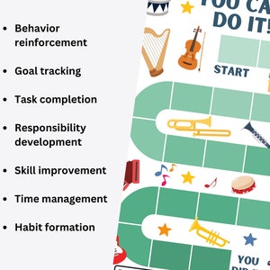 Musical Instrument Reward Chart – Piano & Violin Sticker Chart, Music ...