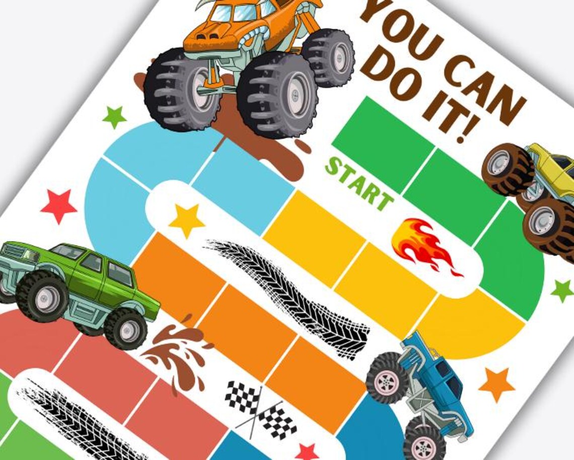 Monster Truck Reward Chart: Potty Training, Behavior Incentive, Habit ...